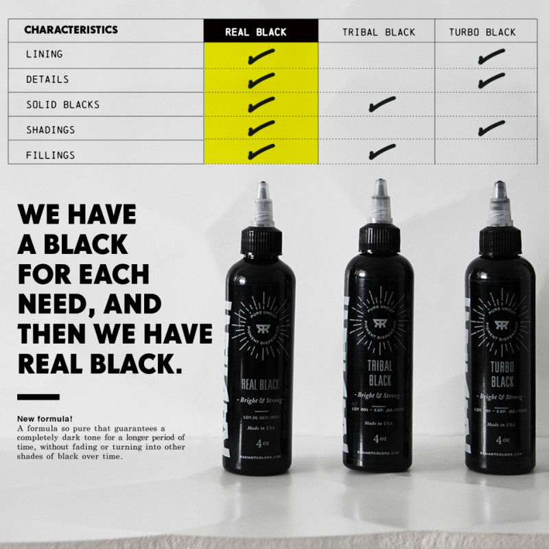 TRIBAL BLACK - 1oz - 30ml - Radiant Colors - USA Tattoo ink.